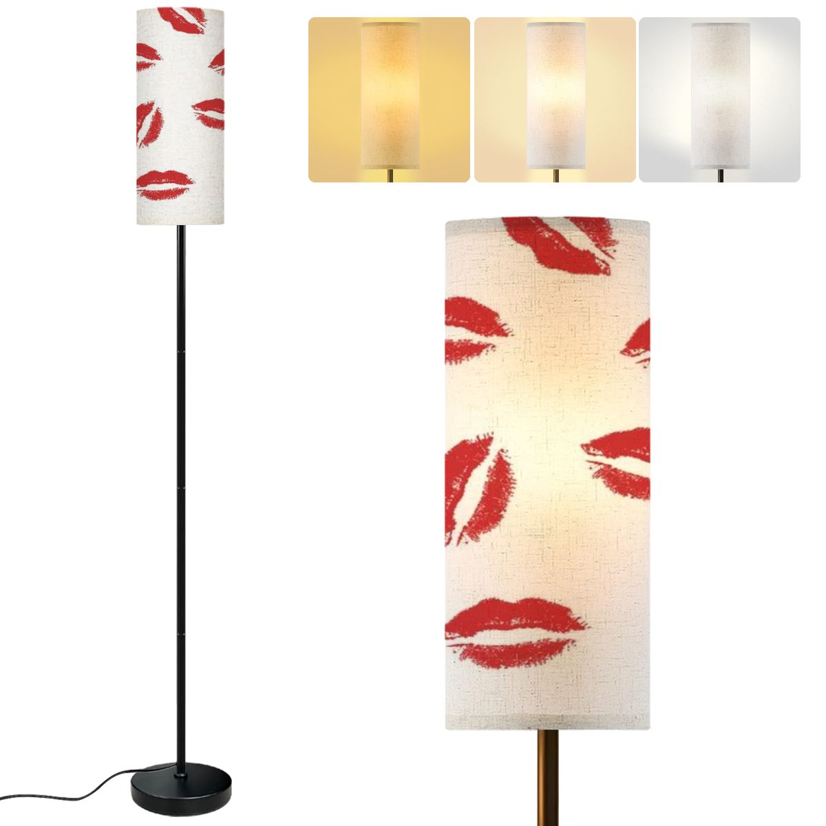 Modern Standing Floor Lamp Seamless Red lipstick kiss white flat for ...