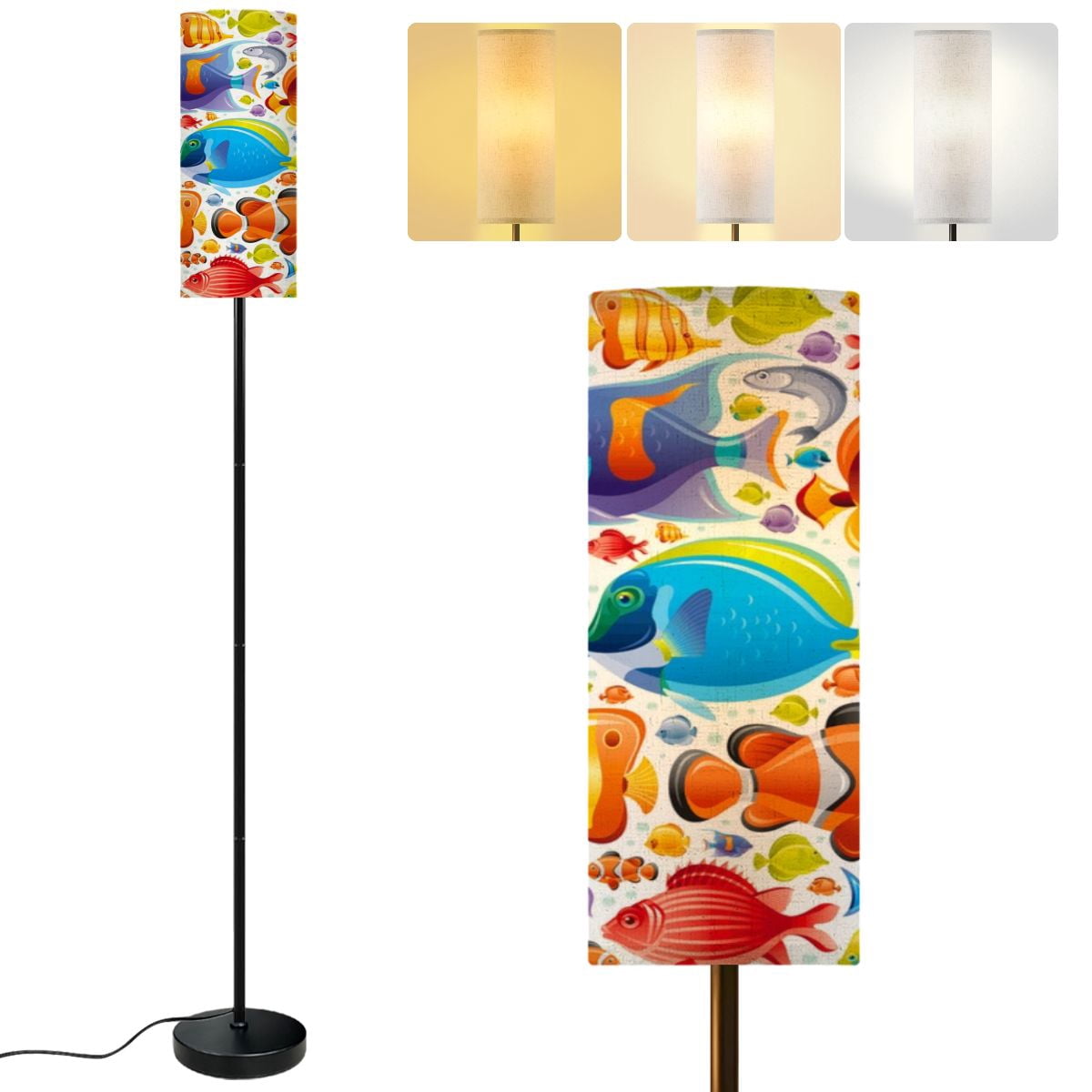 Modern Standing Floor Lamp Seamless Sea travel set underwater diving ...