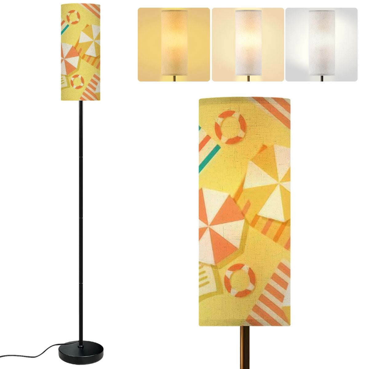 Modern Standing Floor Lamp Seamless beach pattern top view Chaise ...