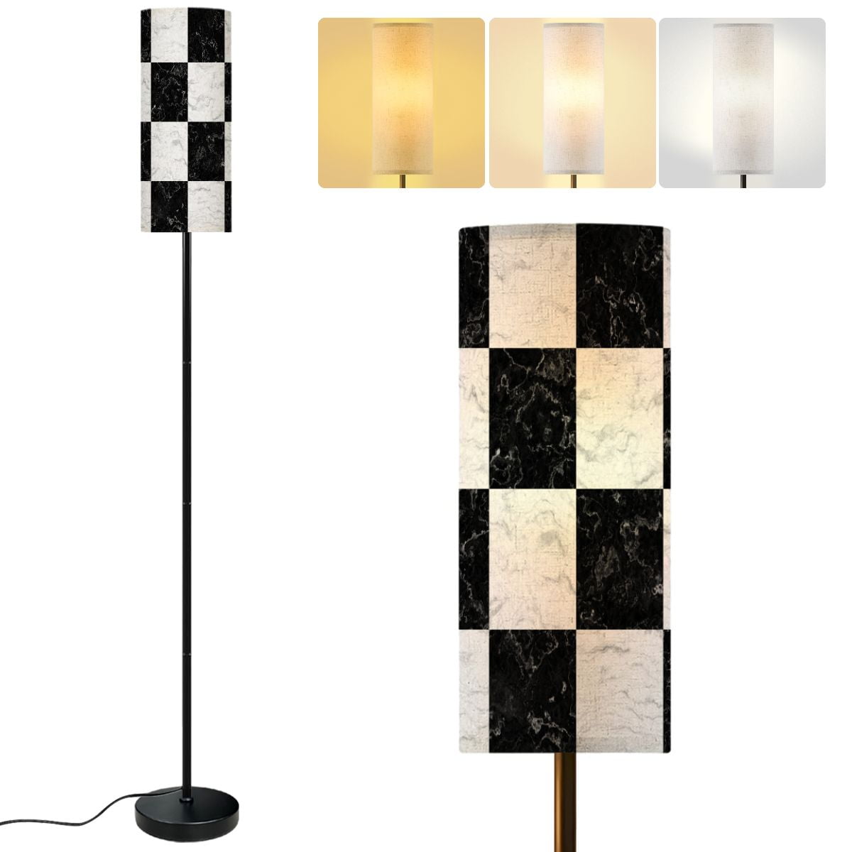 Modern Standing Floor Lamp Seamless black white checker chess board ...
