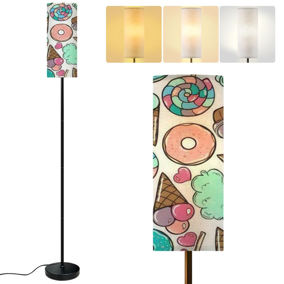 Modern Standing Floor Lamp Seamless candy donuts sweet icecream other ...