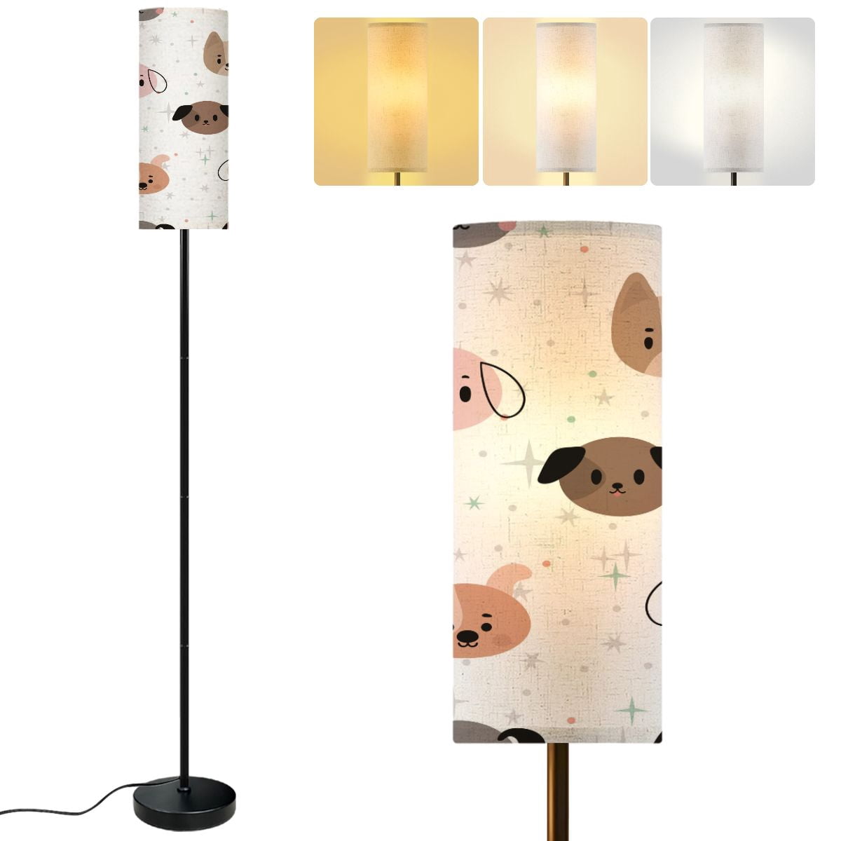 Modern Standing Floor Lamp Seamless cartoon dogs for kids Abstract art ...