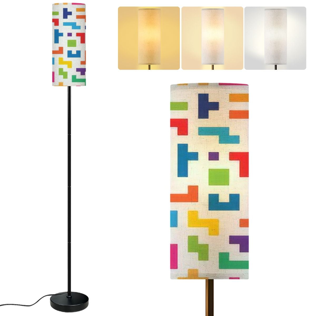 Modern Standing Floor Lamp Seamless colorful Abstract Dimmable Metal ...