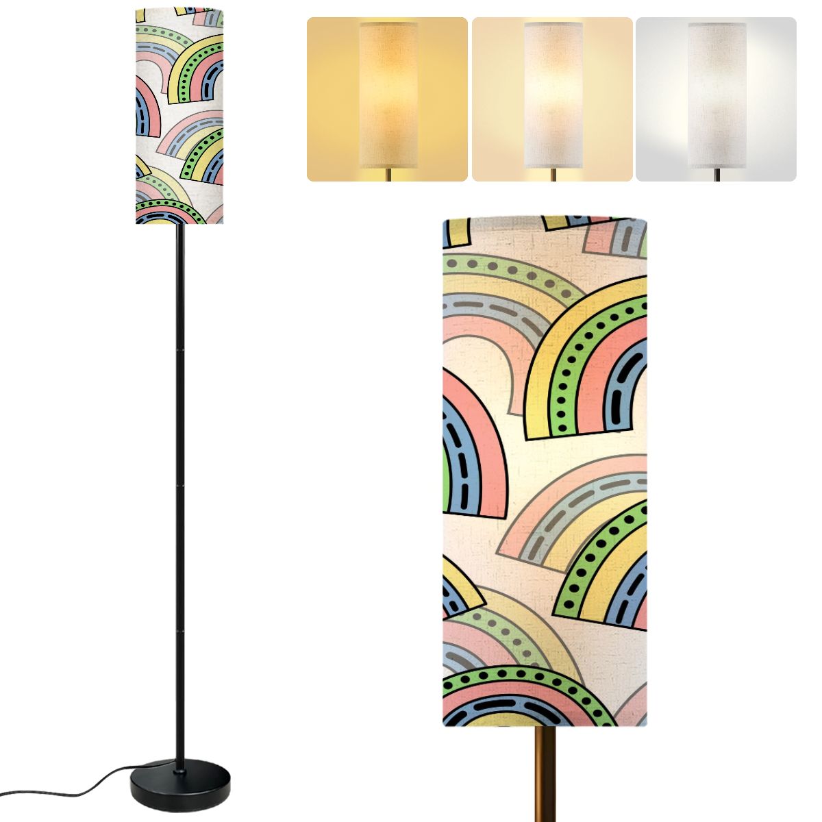 Modern Standing Floor Lamp Seamless cute children s rainbow pattern ...