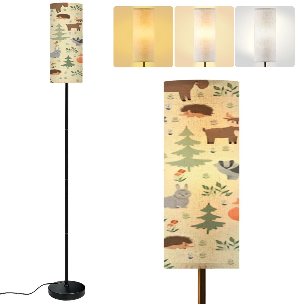 Modern Standing Floor Lamp Seamless cute forest animals graphics ...