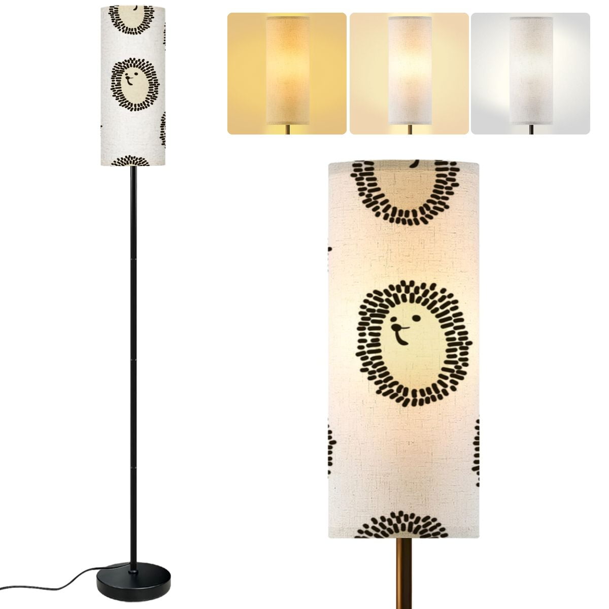 Modern Standing Floor Lamp Seamless cute hedgehog scandinavian style ...