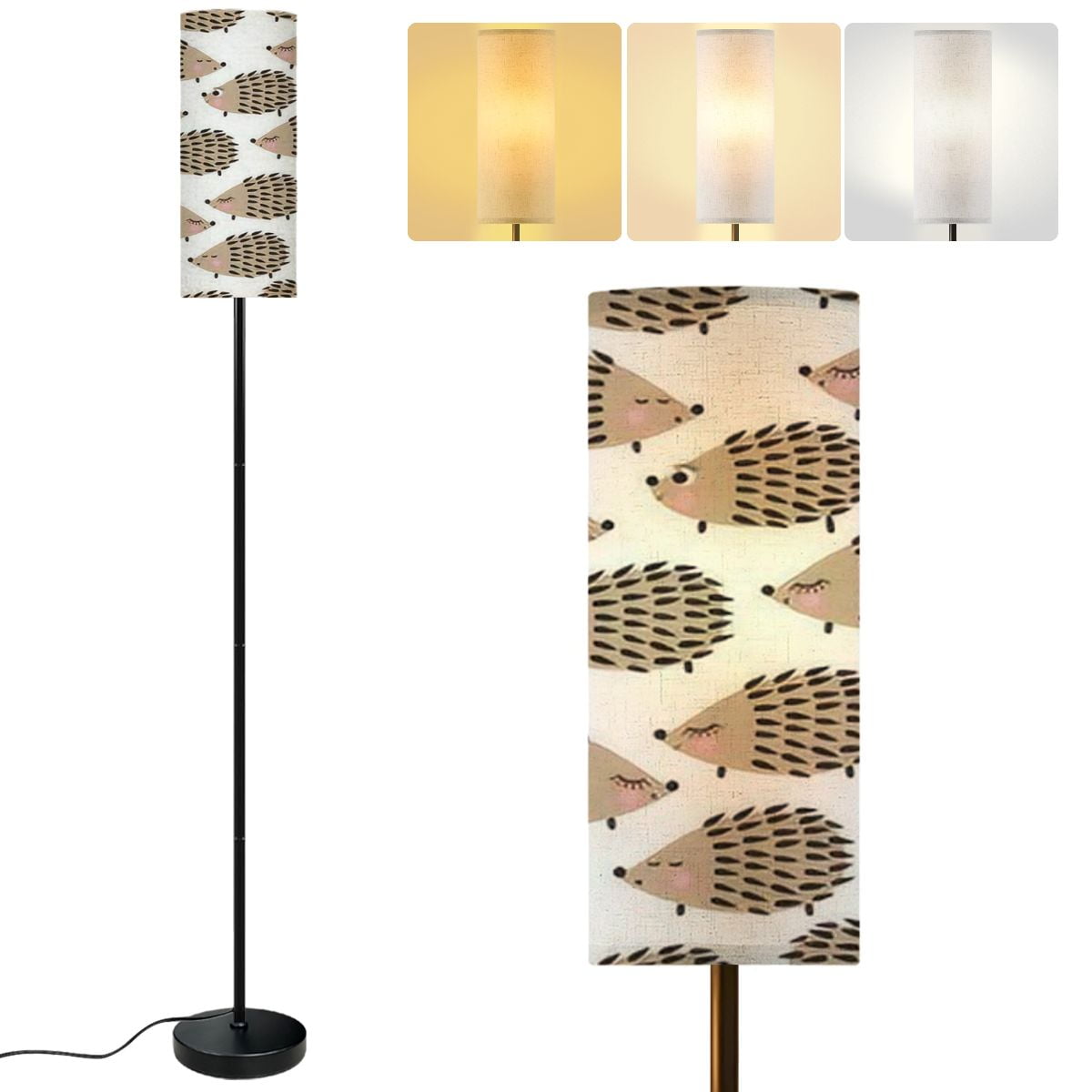 Modern Standing Floor Lamp Seamless cute hedgehogs Childish characters ...