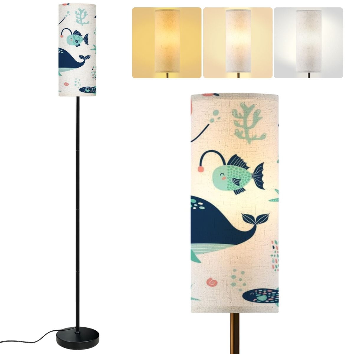 Modern Standing Floor Lamp Seamless cute undersea inhabitants masks ...