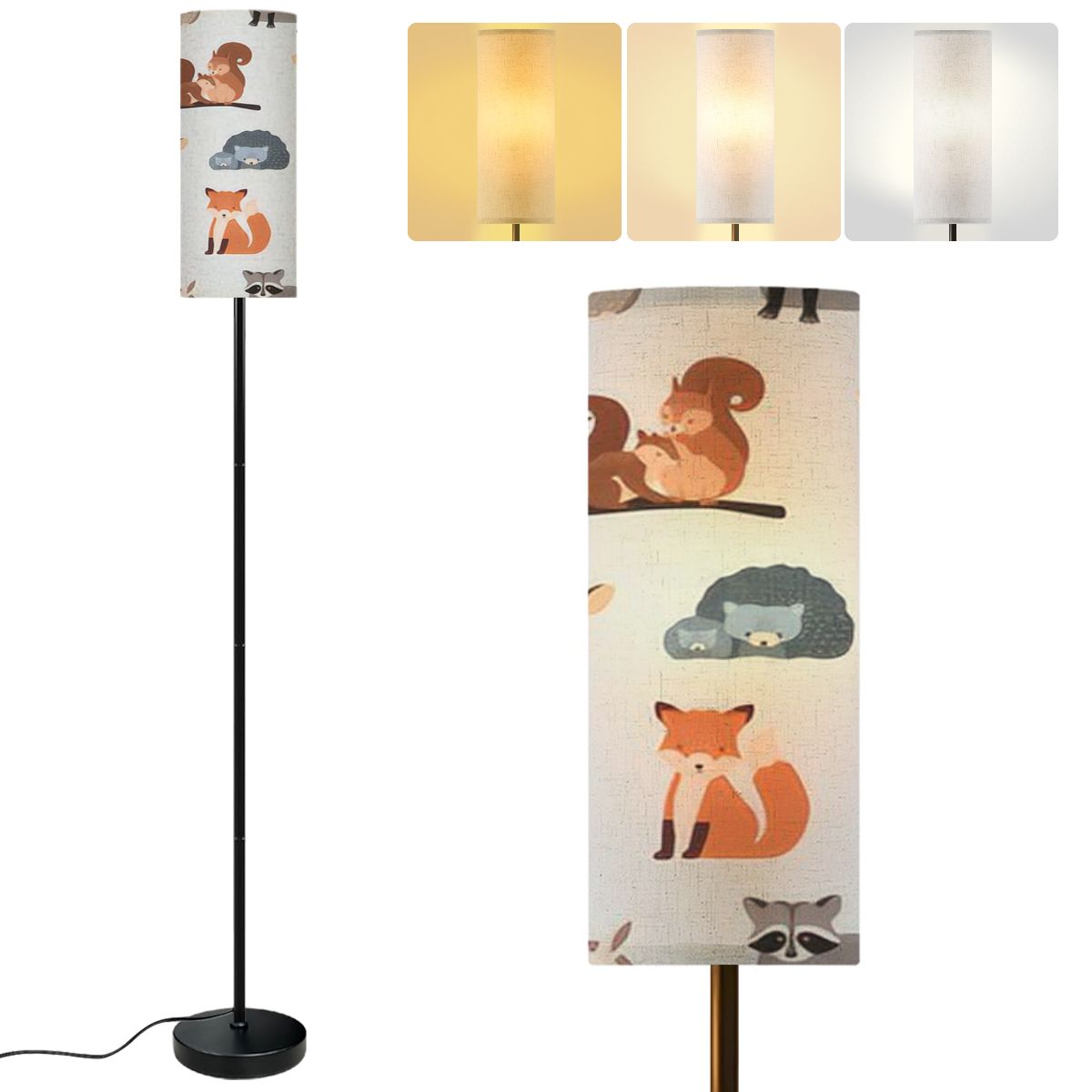 Modern Standing Floor Lamp Seamless different cute cartoon forest ...
