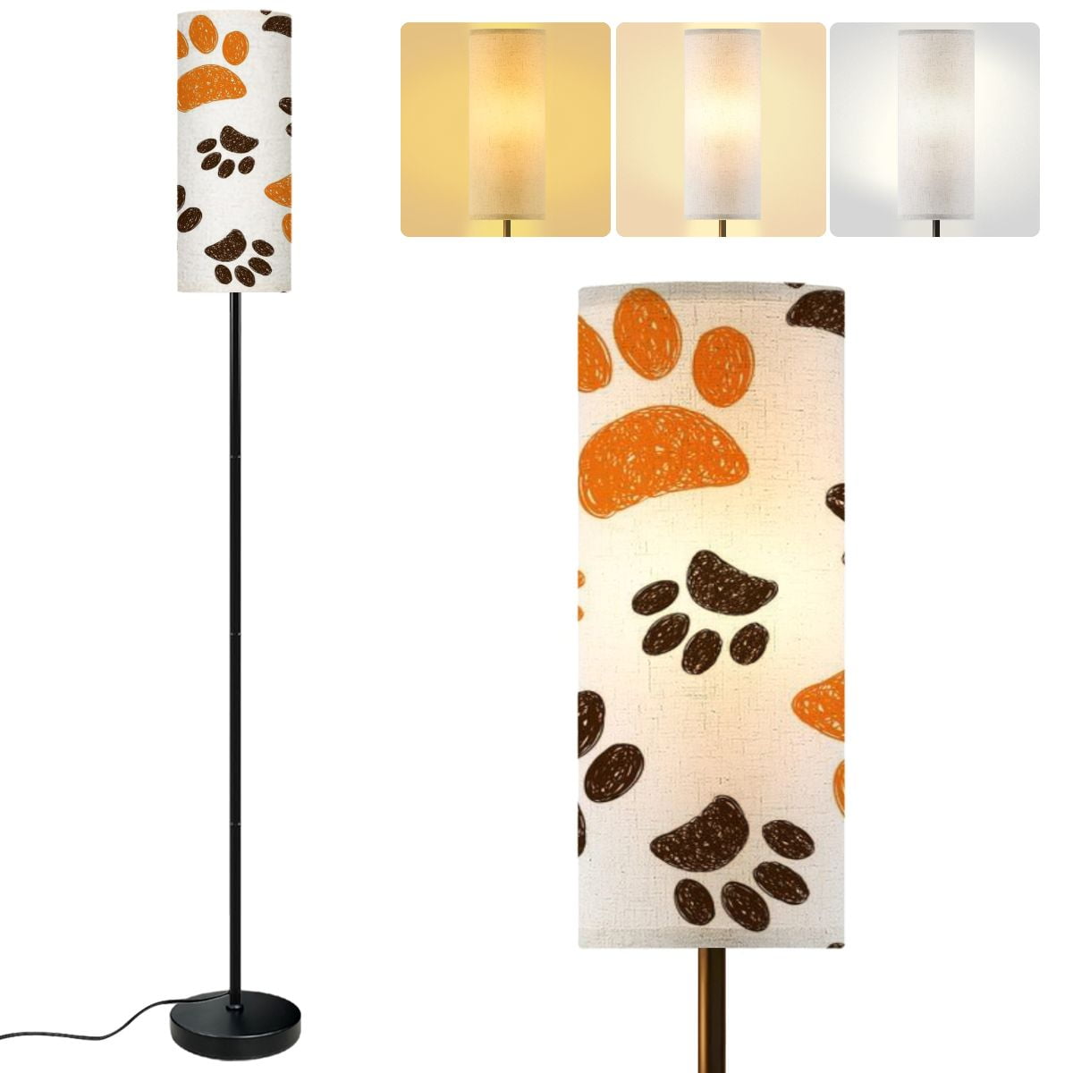 Modern Standing Floor Lamp Seamless doodle animal footprints Hand drawn ...