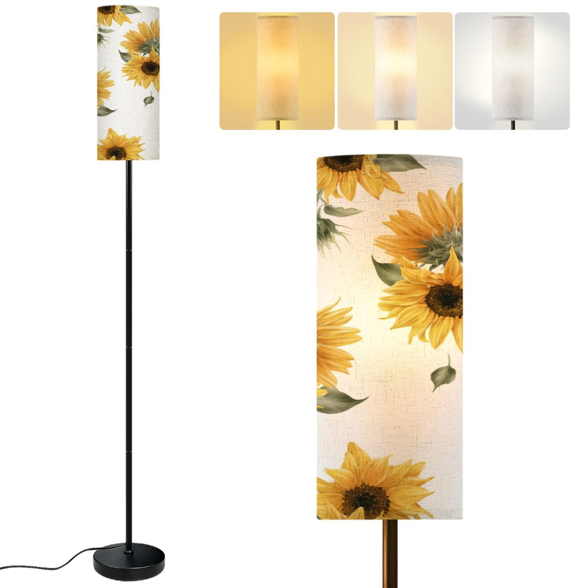 Modern Standing Floor Lamp Seamless floral pattern sunflowers summer ...