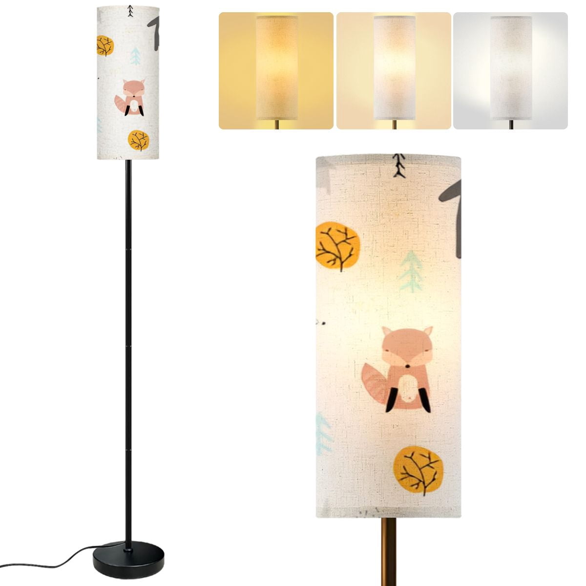Modern Standing Floor Lamp Seamless forest animals Cute kids print ...