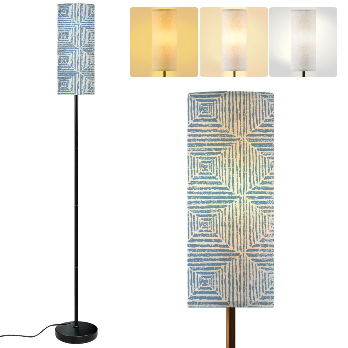 Modern Standing Floor Lamp Seamless french blue geometric farmhouse ...