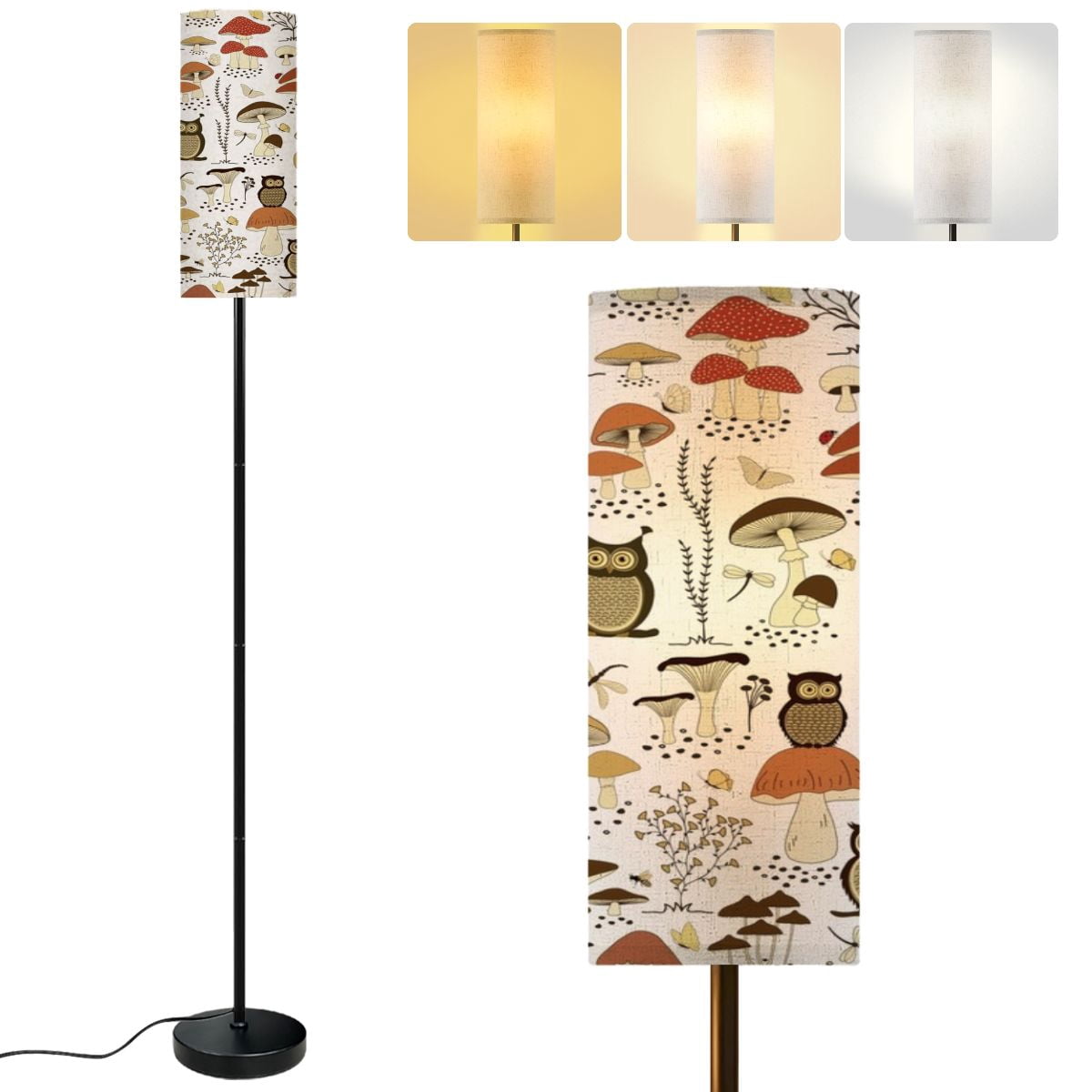 Modern Standing Floor Lamp Seamless funny cartoon owls cute cartoon ...