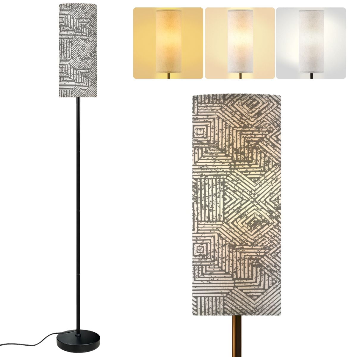 Modern Standing Floor Lamp Seamless geometric vintage print Grunge ...