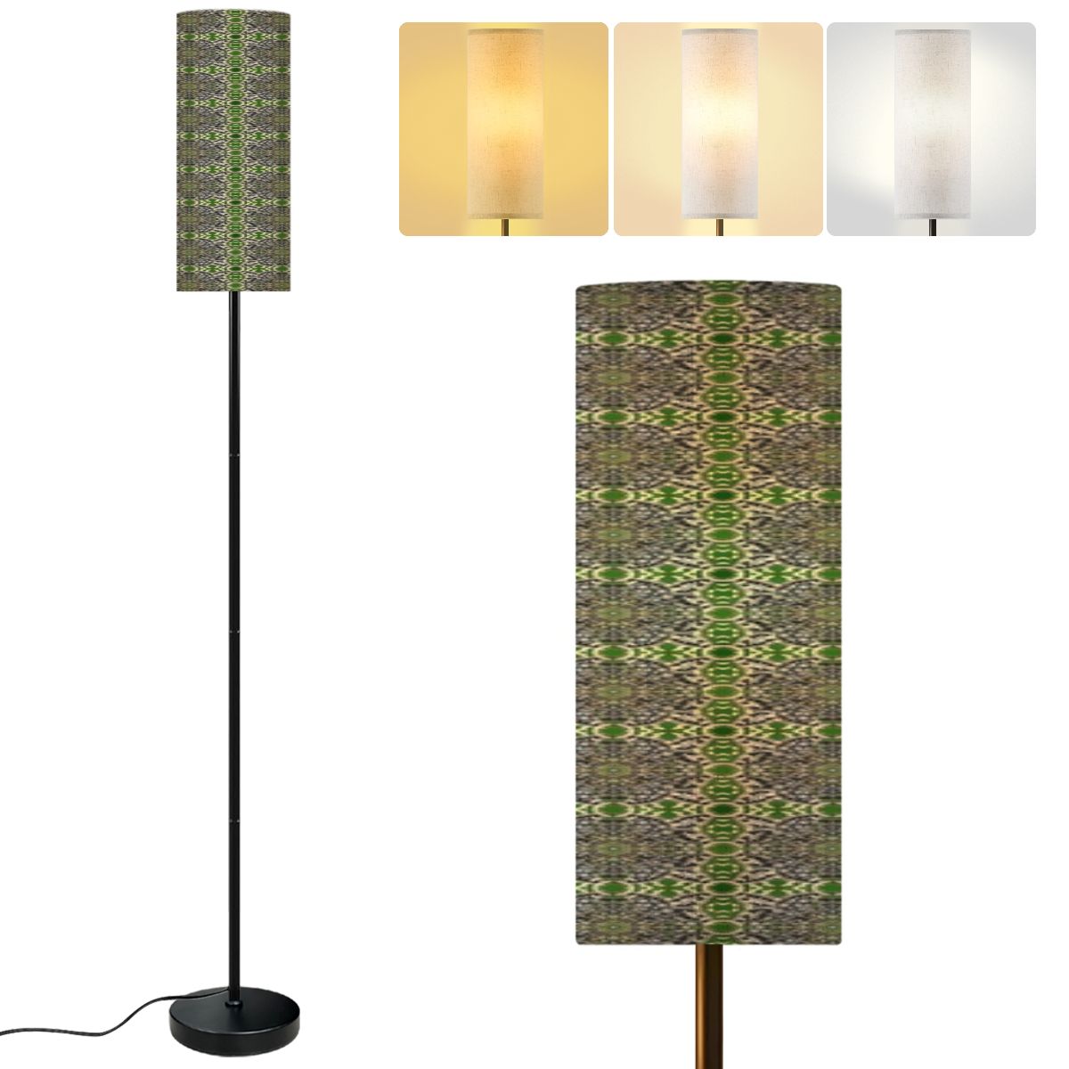 Modern Standing Floor Lamp Seamless golden elements Gold Raster Floral ...