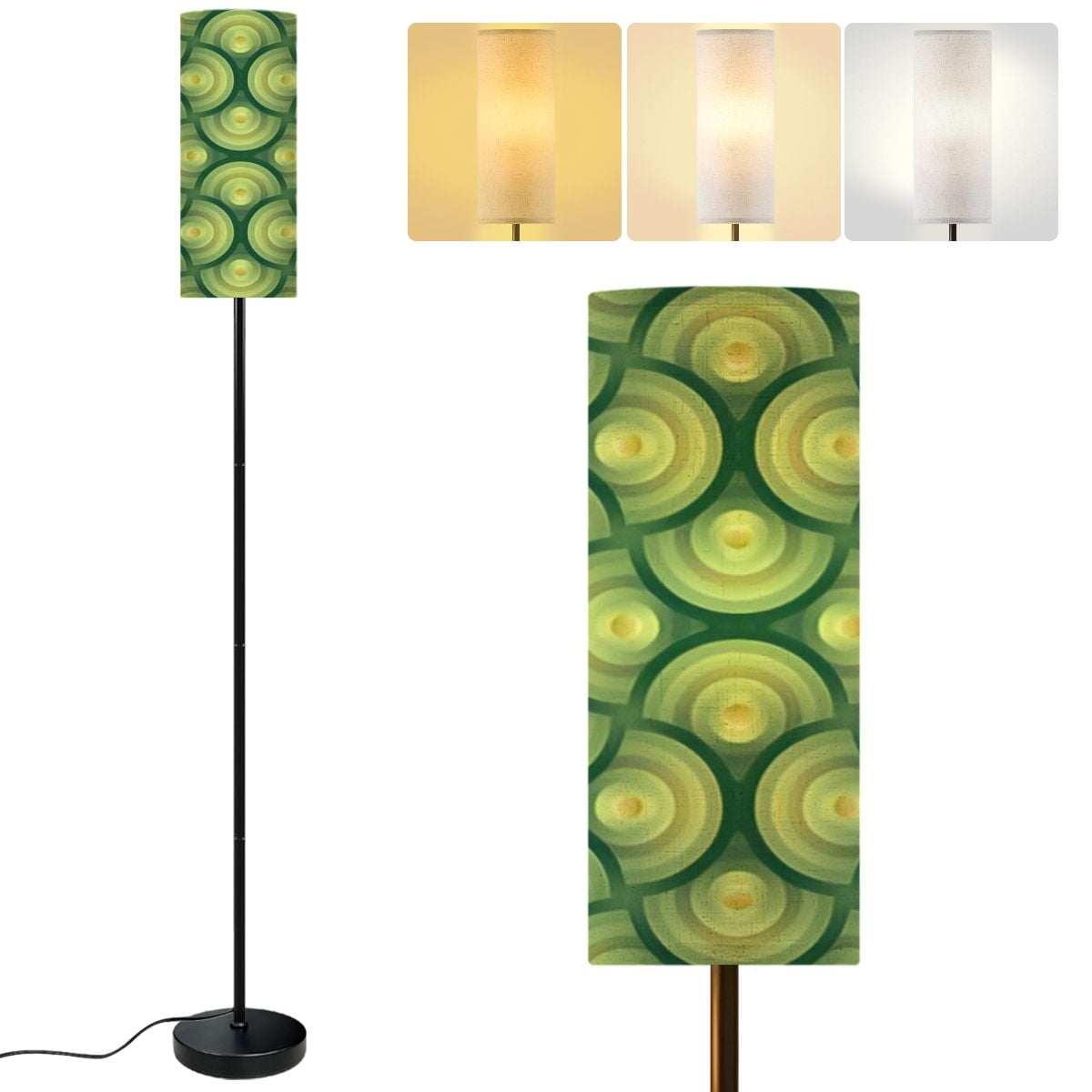 Modern Standing Floor Lamp Seamless green organic wrap Dimmable Metal ...