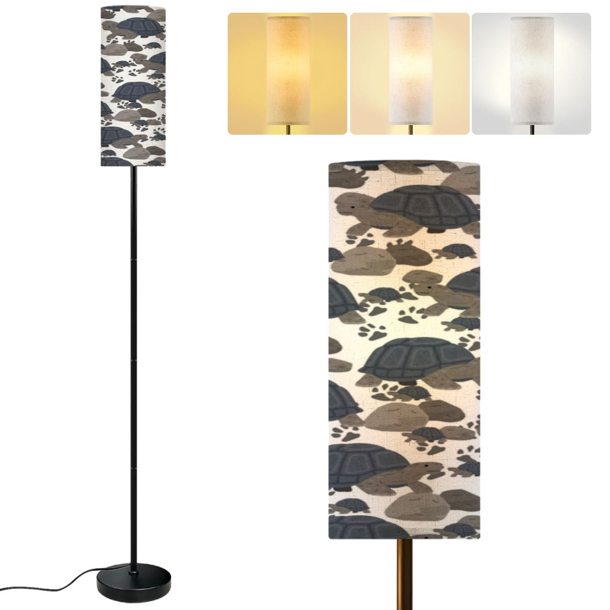 Modern Standing Floor Lamp Seamless hand drawn tortoises baby turtles ...