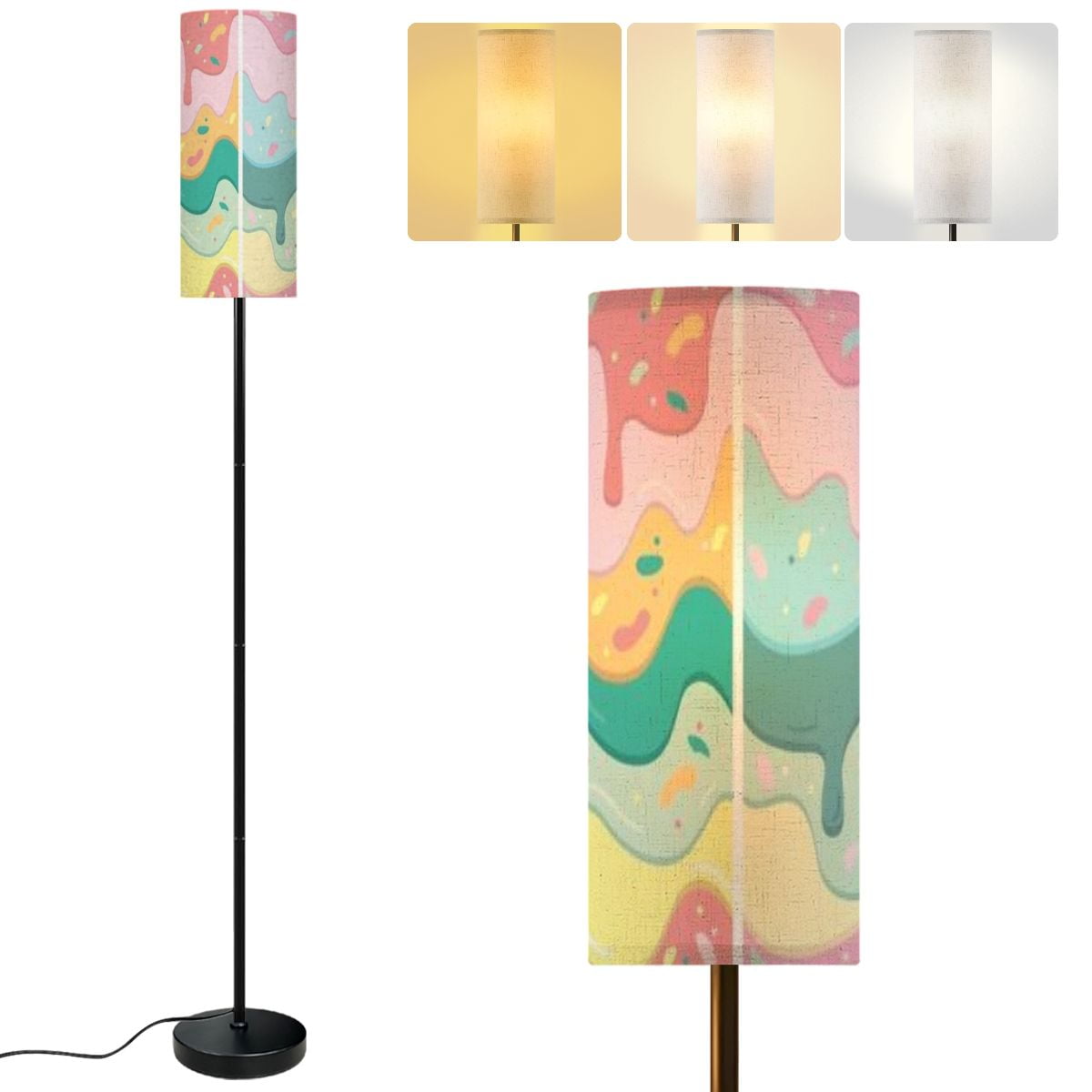 Modern Standing Floor Lamp Seamless ice cream melted colorful cute ...