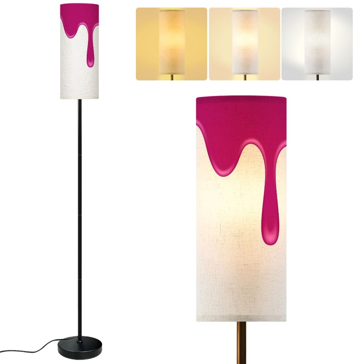 Modern Standing Floor Lamp Seamless melted pink substance Pink sticky ...
