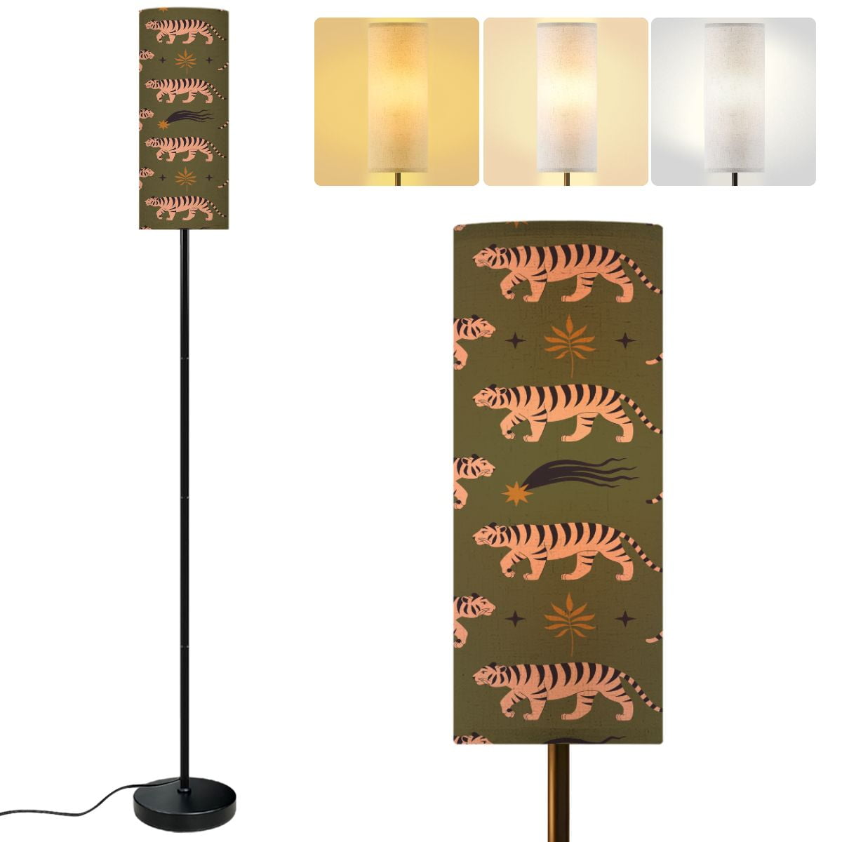 Modern Standing Floor Lamp Seamless pattern chinese tigers boho asian ...