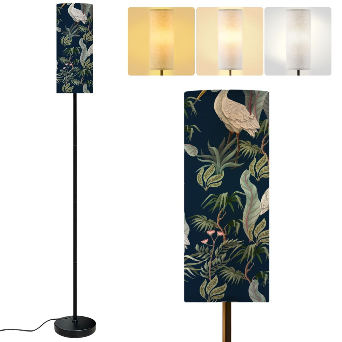Modern Standing Floor Lamp Seamless pattern chinoiserie style herons ...