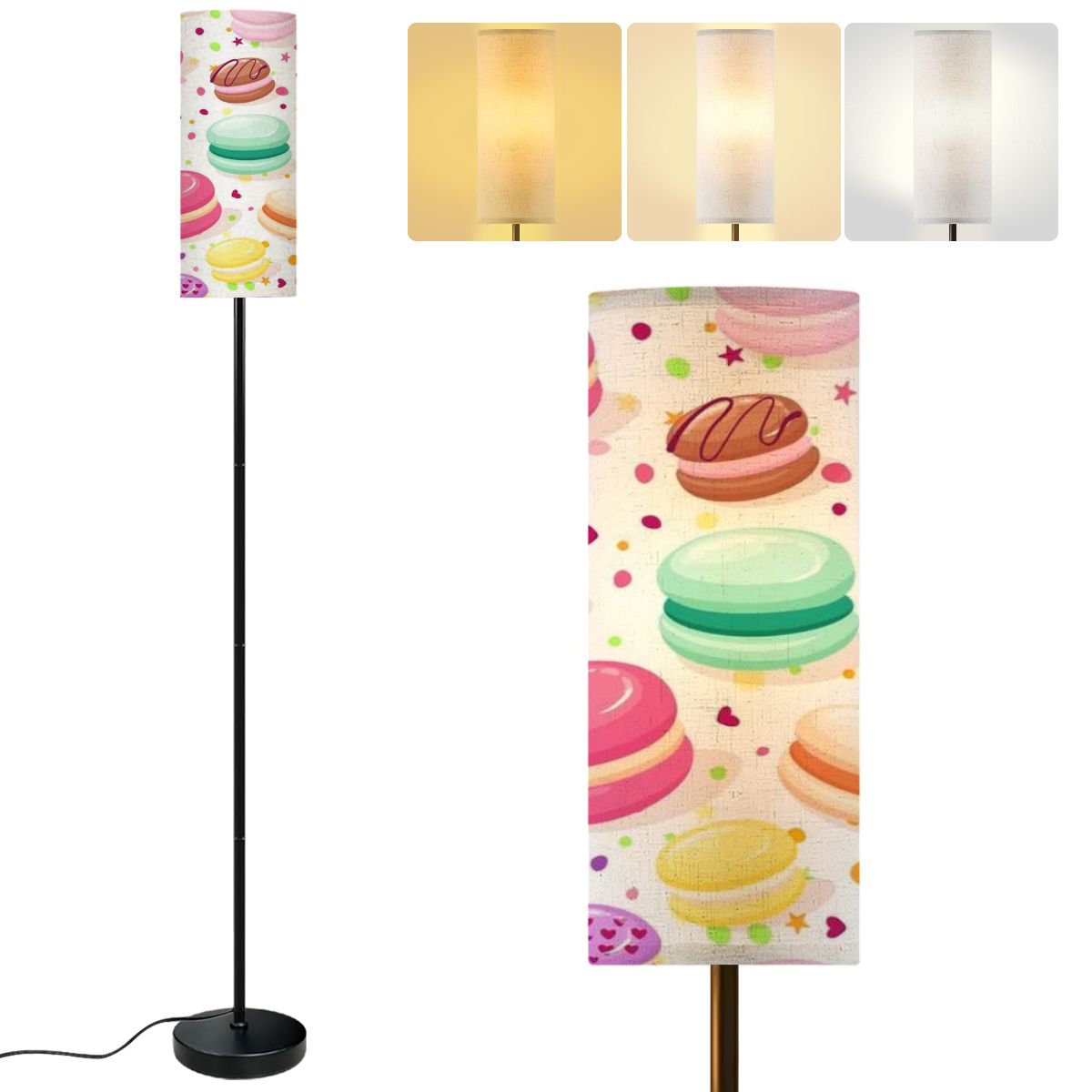 Modern Standing Floor Lamp Seamless pattern colorful macaroon cookies ...