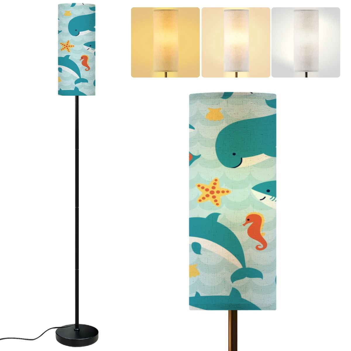 Modern Standing Floor Lamp Seamless pattern cute cartoon sea creatures ...