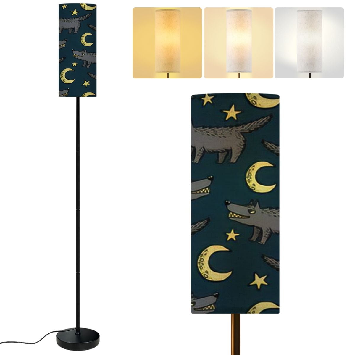 Modern Standing Floor Lamp Seamless pattern cute toothy moon stars blue ...