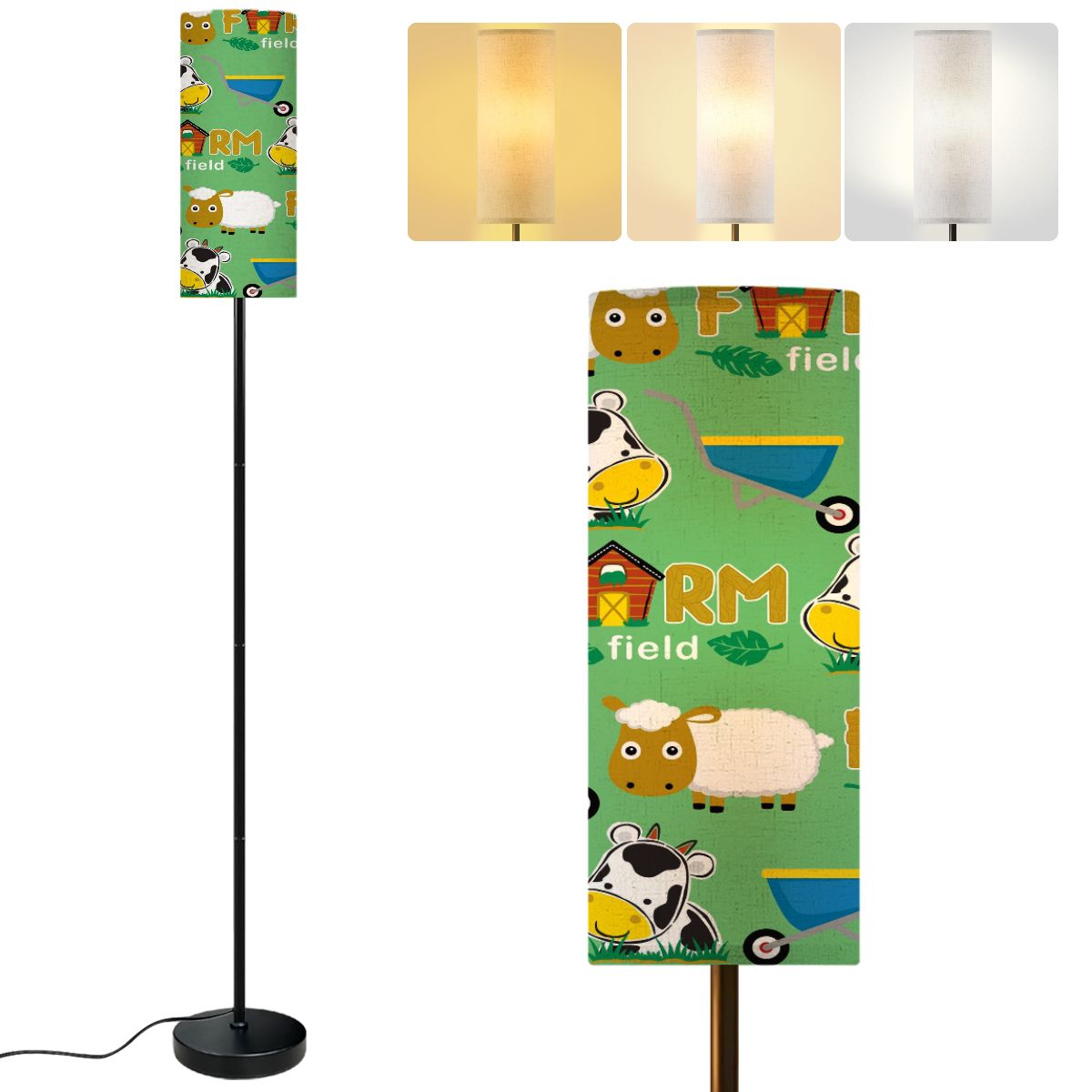 Modern Standing Floor Lamp Seamless pattern farm animals cartoon farm ...