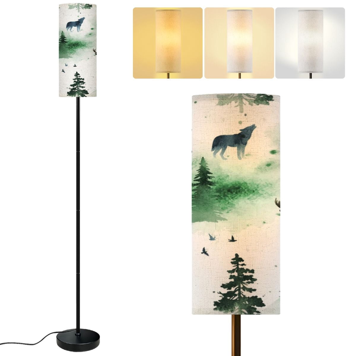 Modern Standing Floor Lamp Seamless pattern green coniferous forest ...
