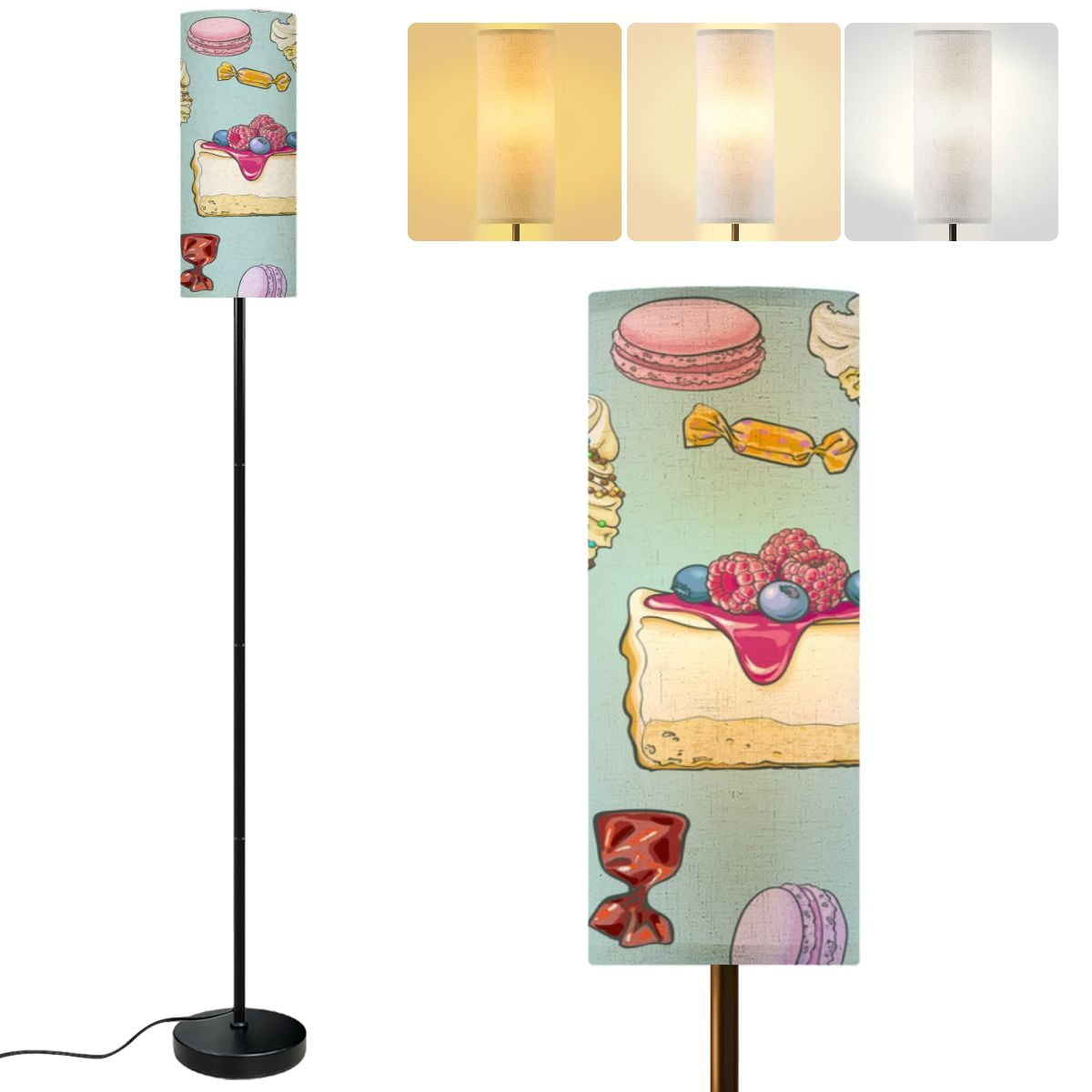 Modern Standing Floor Lamp Seamless pattern hand drawn cakes candies ...