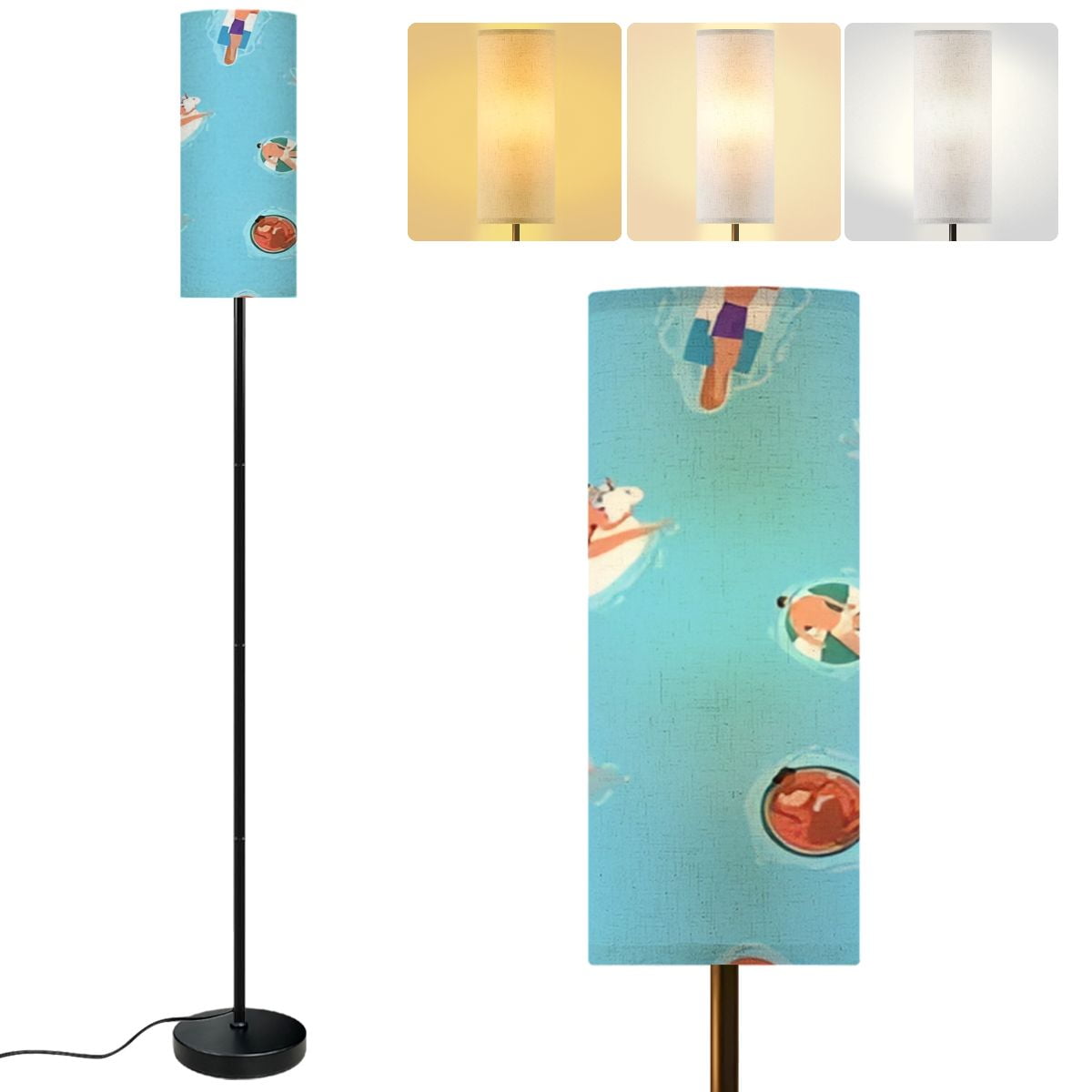 Modern Standing Floor Lamp Seamless pattern happy people rubber rings ...