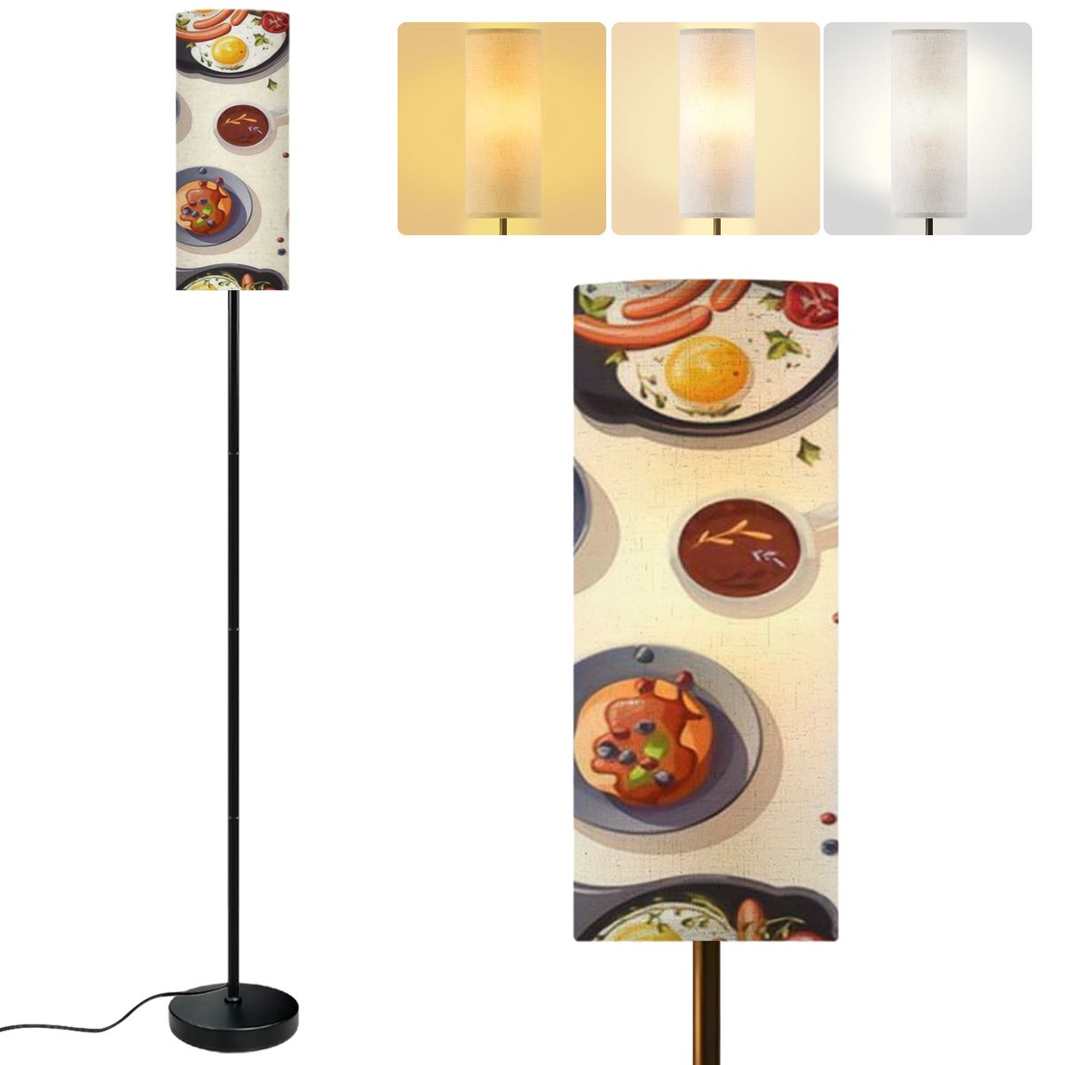 Modern Standing Floor Lamp Seamless pattern pancakes yogurt waffles ...
