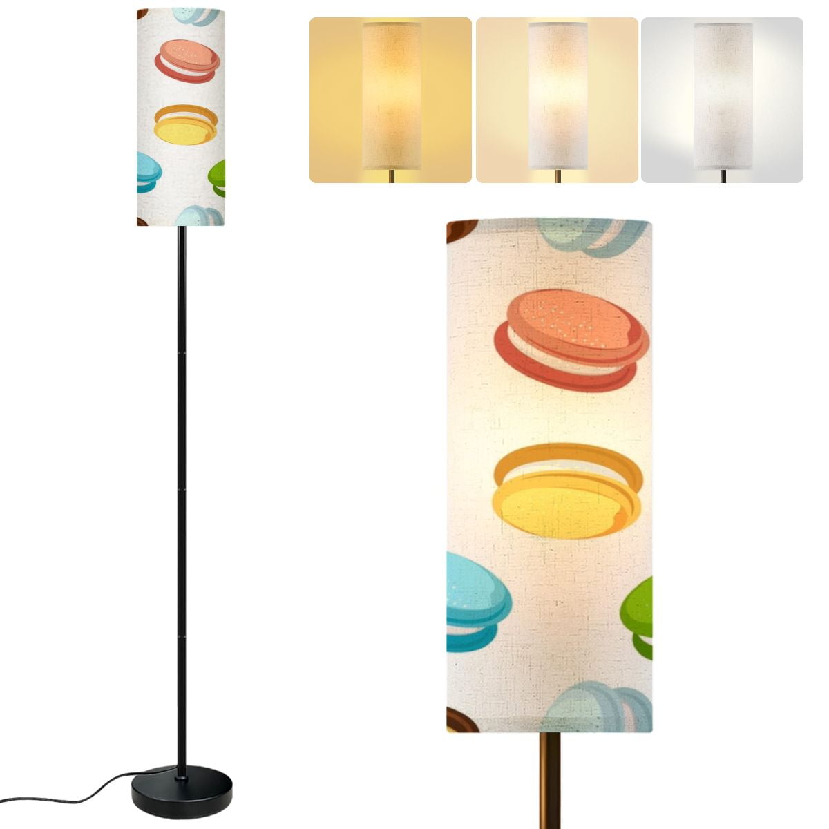Modern Standing Floor Lamp Seamless pattern sweet baking colorful colored macaroni white ...