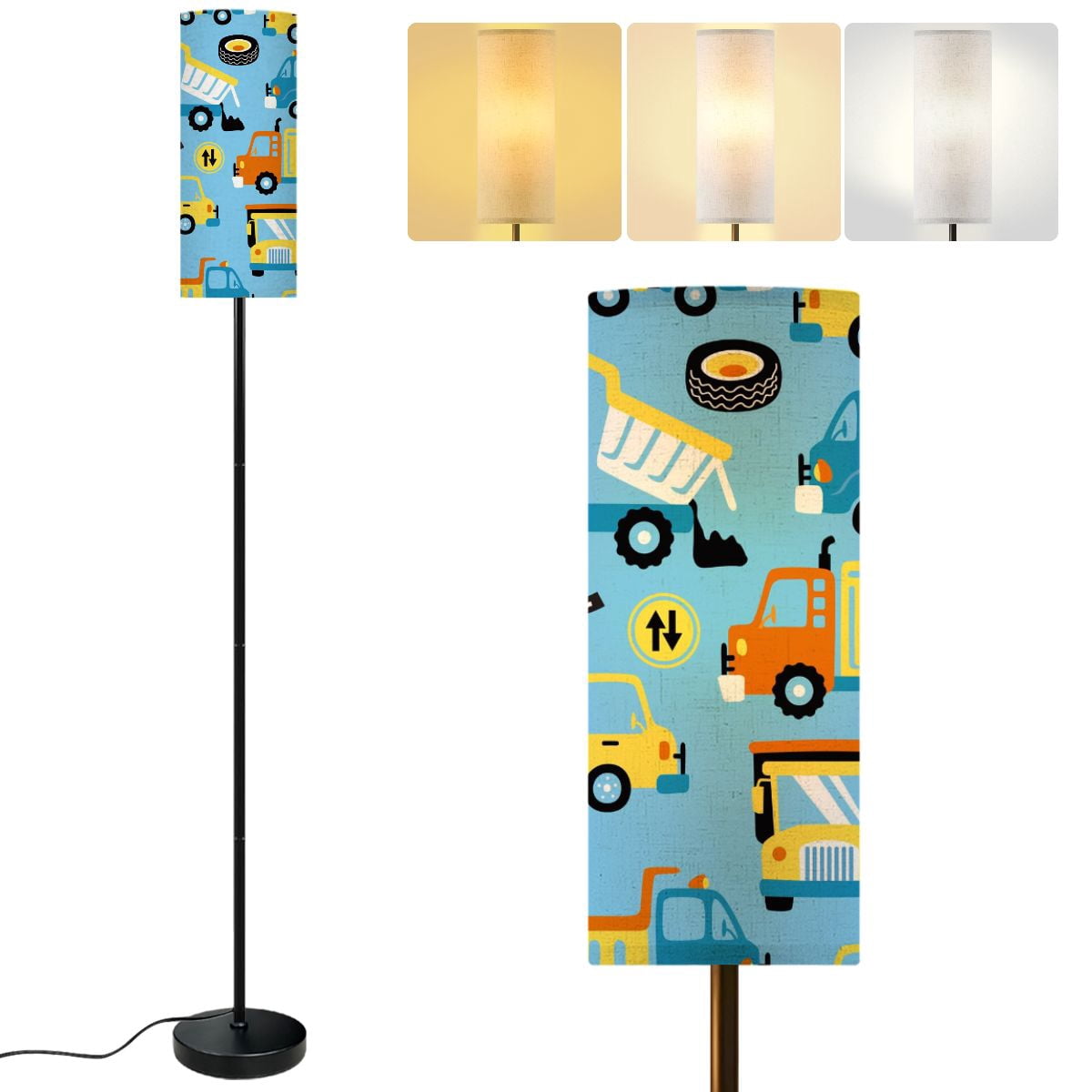 Modern Standing Floor Lamp Seamless pattern trucks cartoon traffic ...