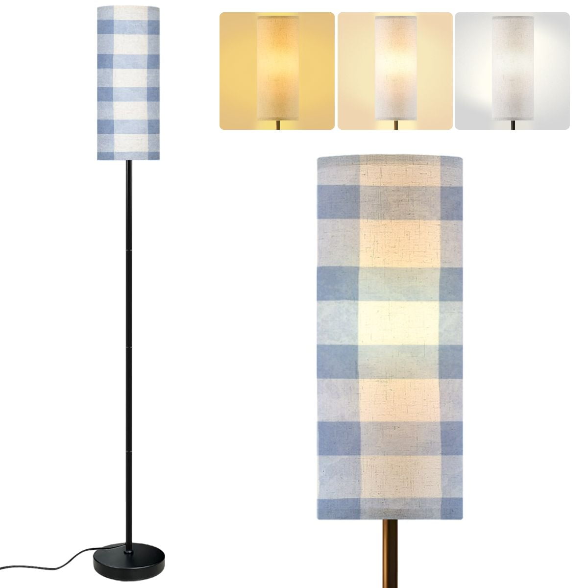 Modern Standing Floor Lamp Seamless plaid checkered watercolor blue ...