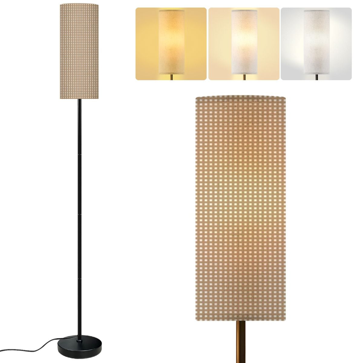 Modern Standing Floor Lamp Seamless small scale straight grid gingham ...
