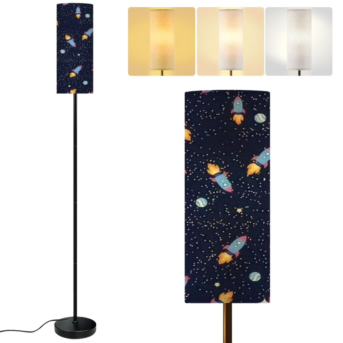 Modern Standing Floor Lamp Seamless space Planets stars Cartoon ...