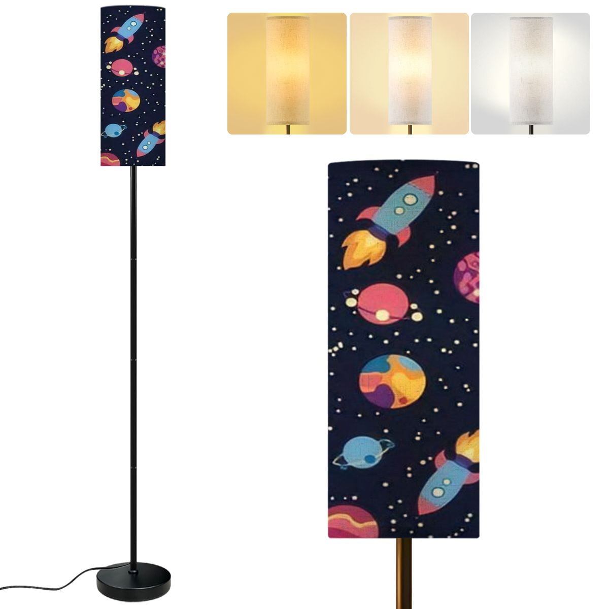 Modern Standing Floor Lamp Seamless space Planets stars Cartoon ...