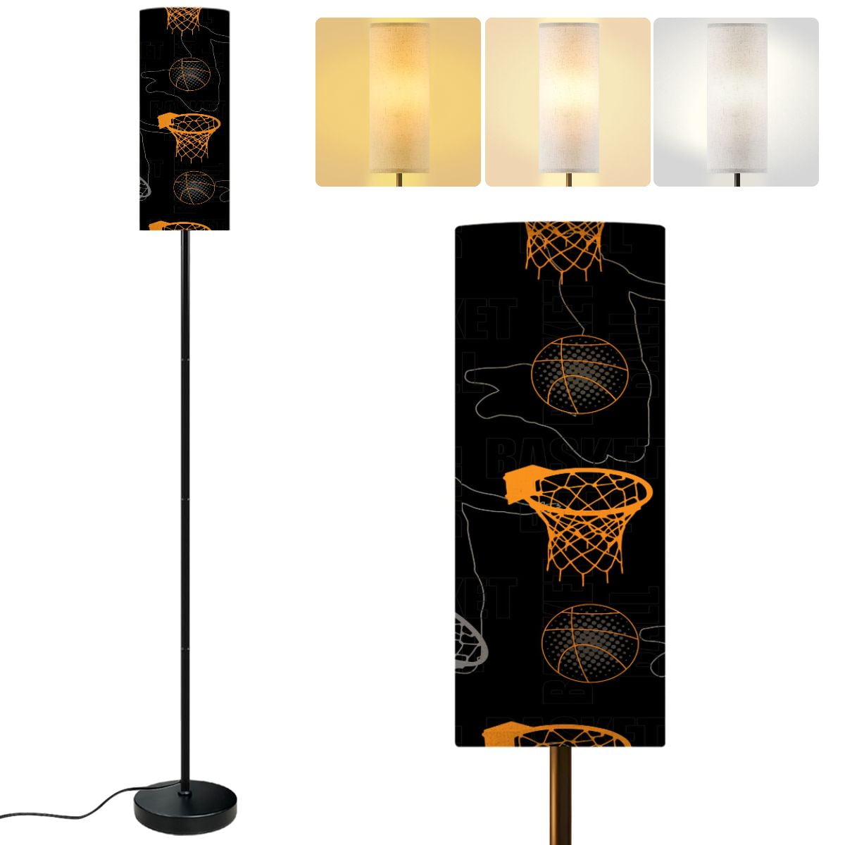 Modern Standing Floor Lamp Seamless sport basketball ball basket text ...