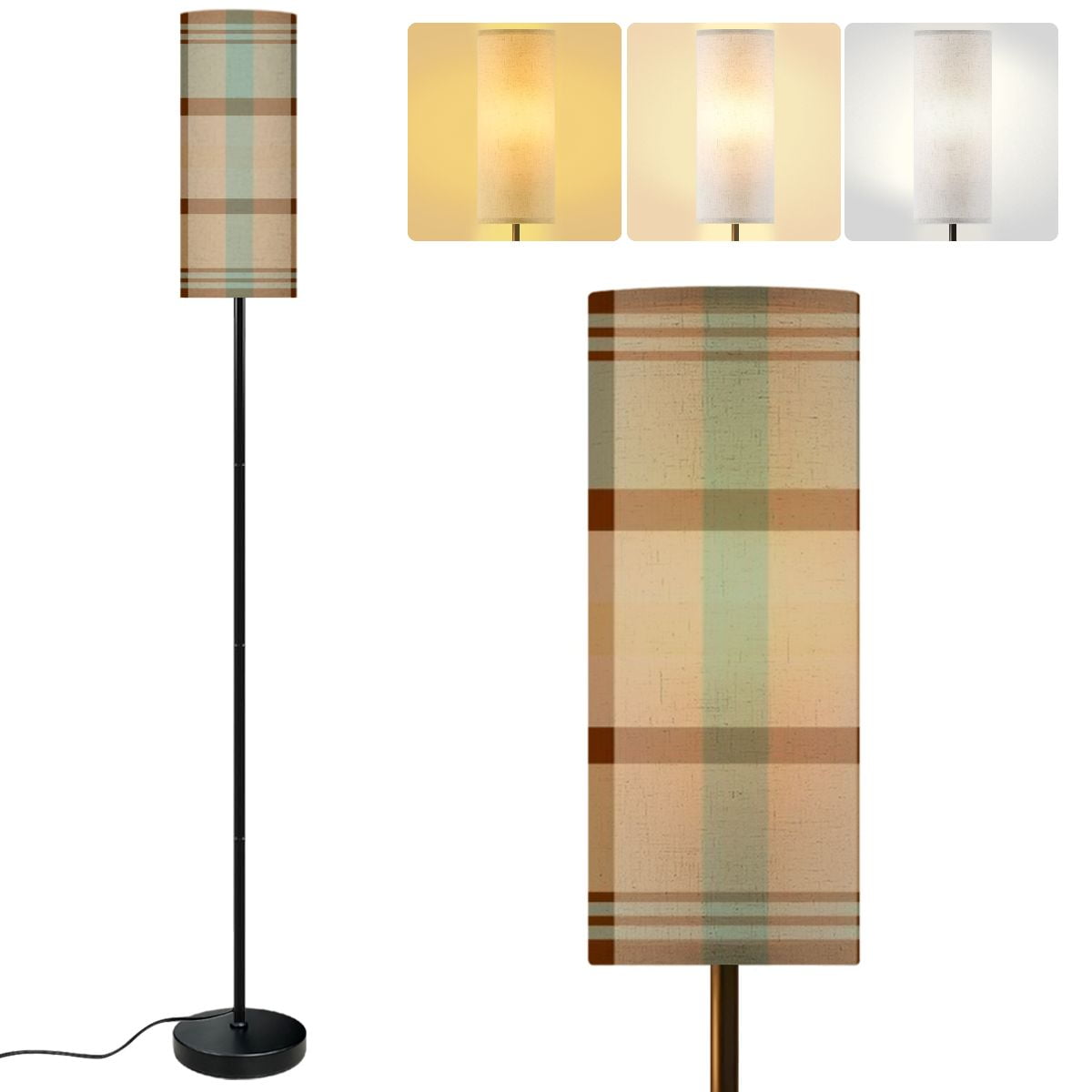 Modern Standing Floor Lamp Seamless tartan plaid pattern earthy tones ...
