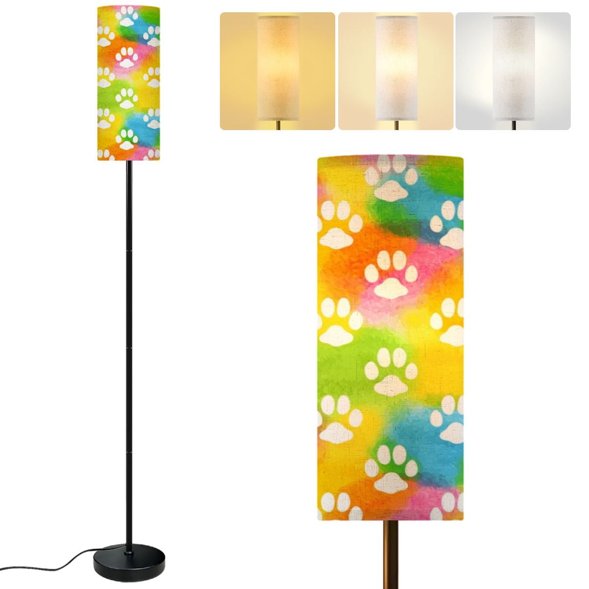 Modern Standing Floor Lamp Seamless watercolor animal footprint texture ...