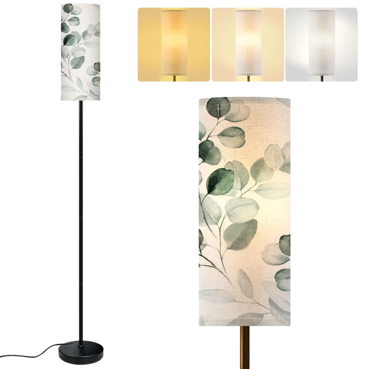 Modern Standing Floor Lamp Seamless watercolor floral pattern gold ...