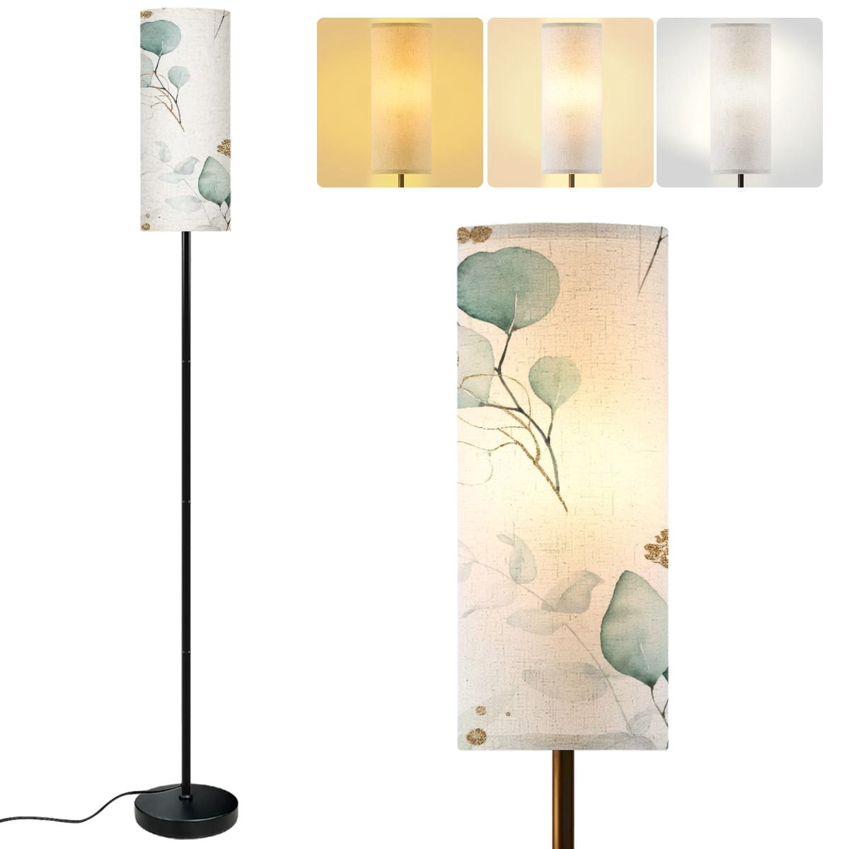 Modern Standing Floor Lamp Seamless watercolor floral pattern green ...