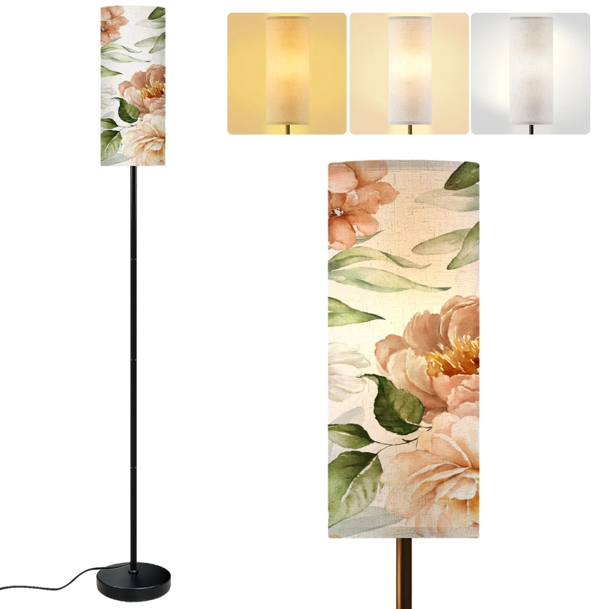 Modern Standing Floor Lamp Seamless watercolor floral pattern pink ...
