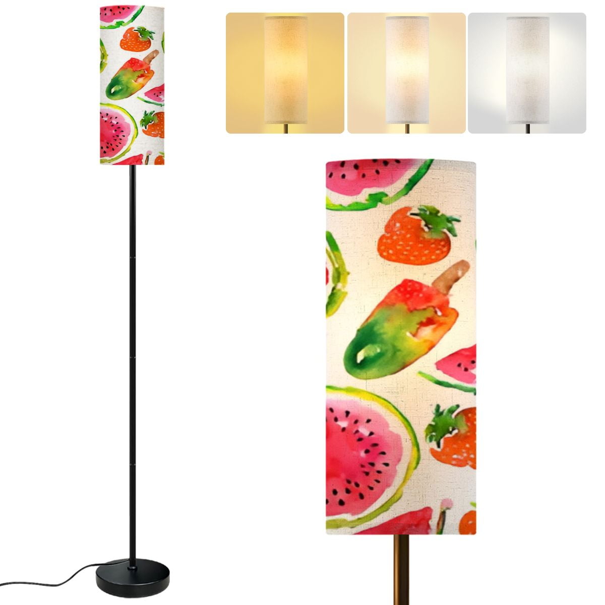 Modern Standing Floor Lamp Seamless watercolor watermelon strawberries ...