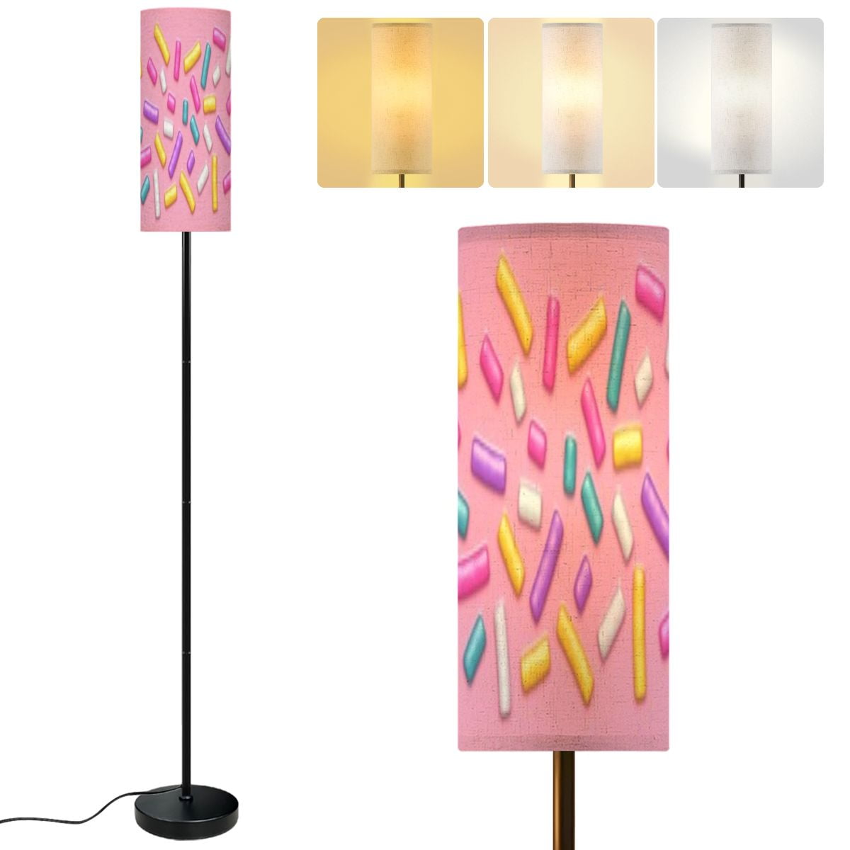 Modern Standing Floor Lamp Seamless wide pink candy donut glaze ...