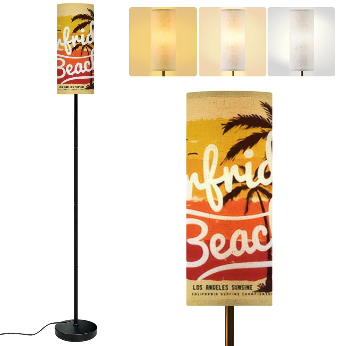 Modern Standing Floor Lamp Set Summer Surfing Tropical set Hand drawing ...