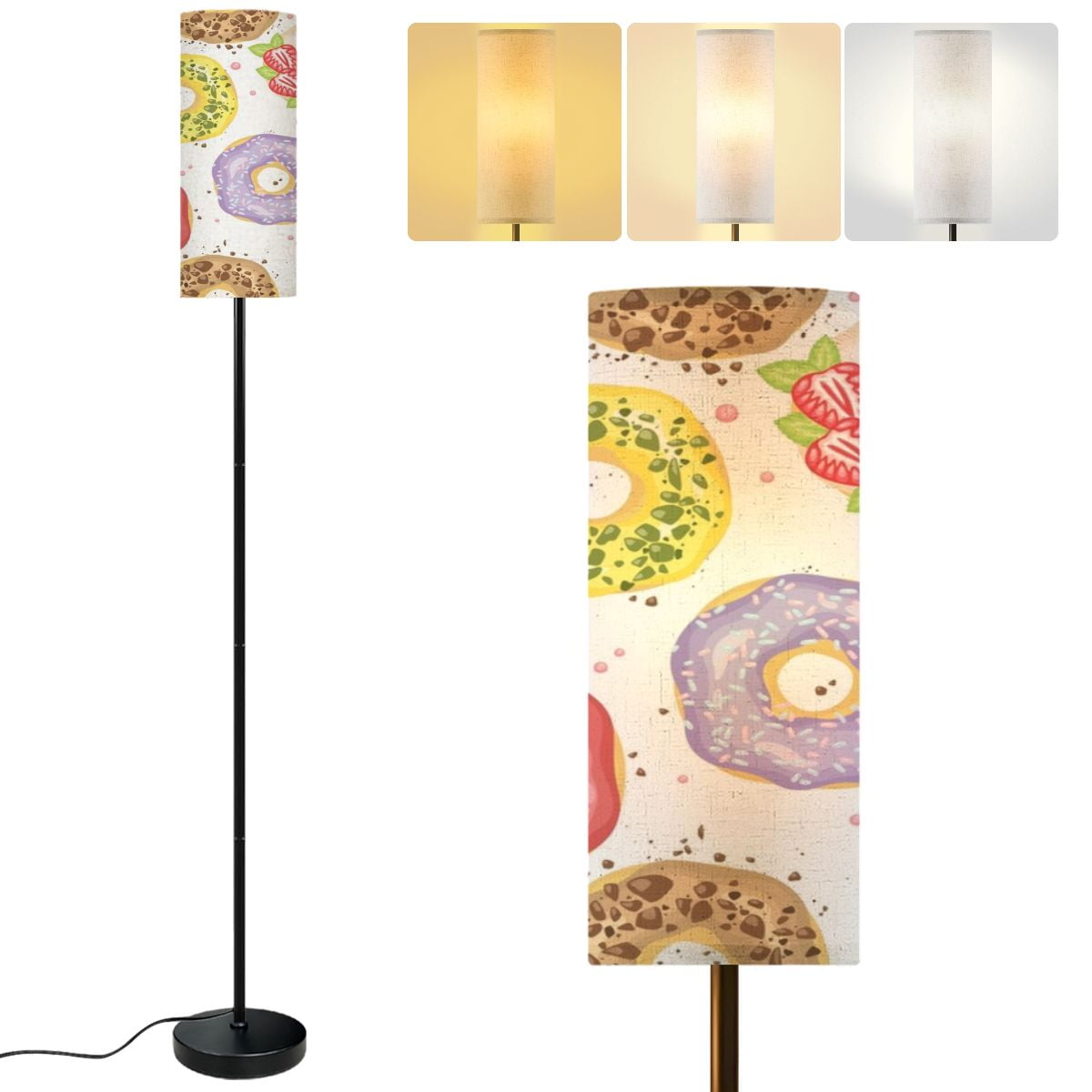 Modern Standing Floor Lamp Set doughnut seamless pattern pastry sweet ...